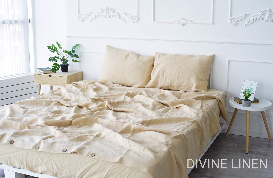 Sand Beige Linen Duvet Cover Duvet Cover King Queen - Etsy
