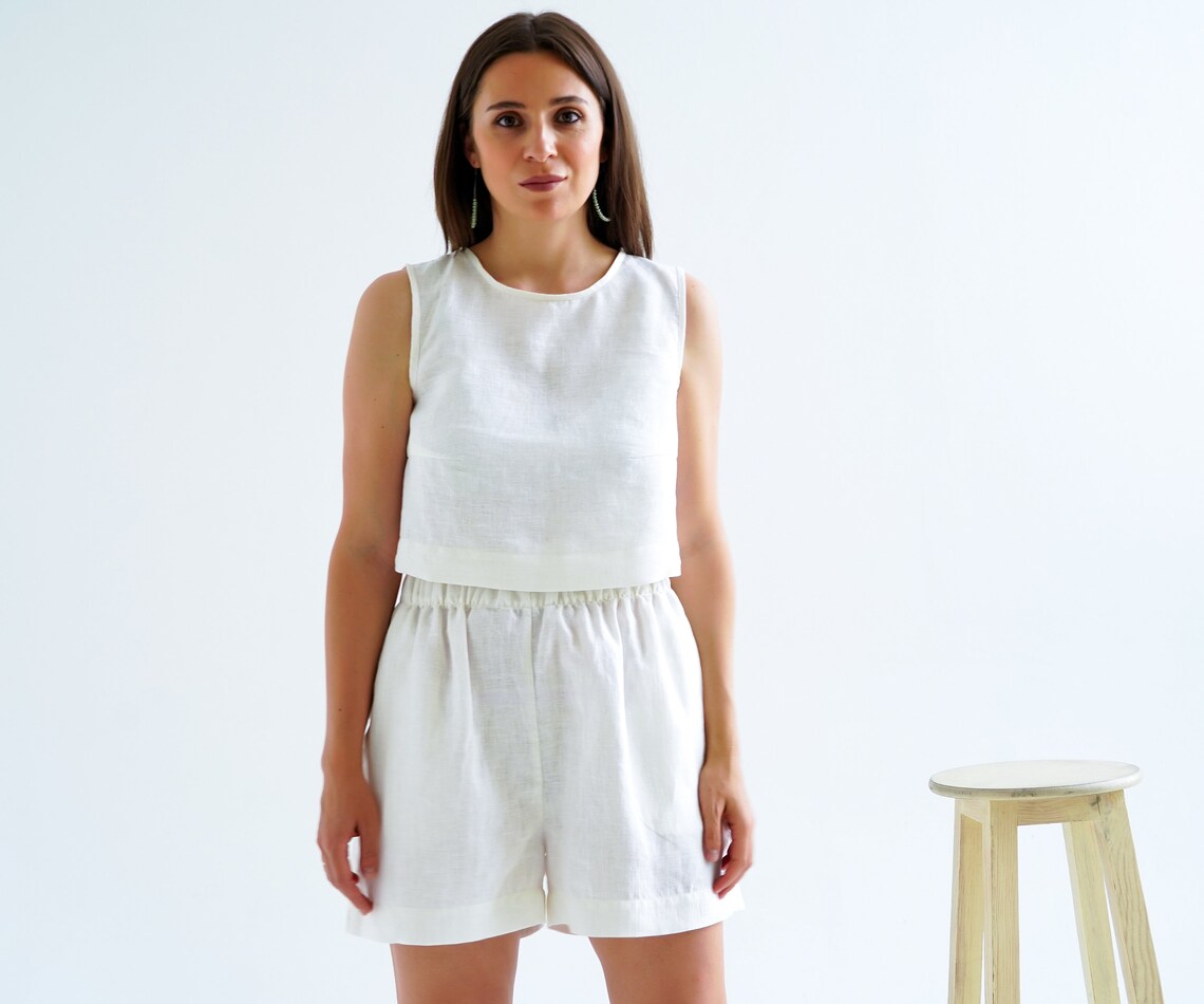 Linen Shorts High Waisted Linen Shorts Casual Linen Summer - Etsy