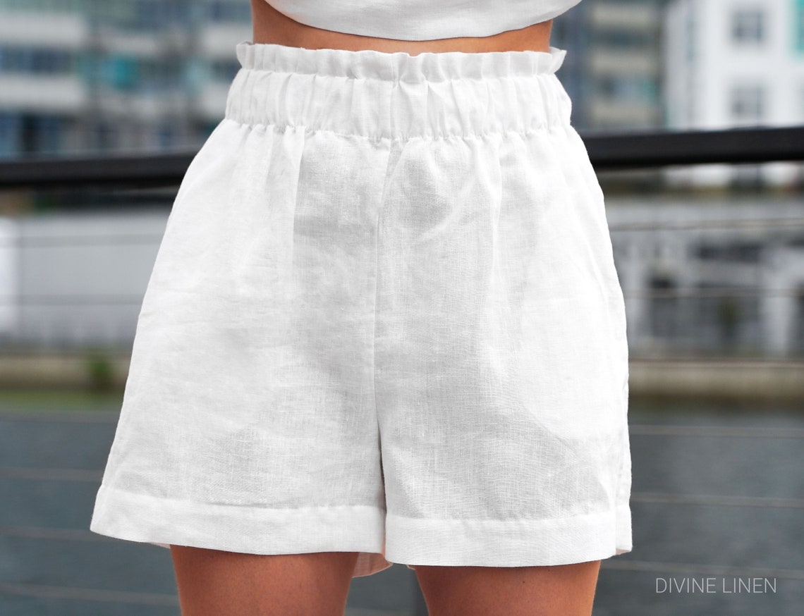 Linen Shorts High Waisted Linen Shorts Casual Linen Summer - Etsy