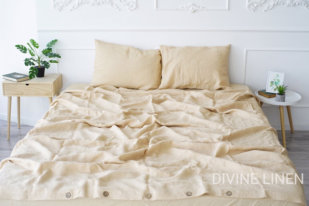 Sand Beige Linen Duvet Cover | Duvet Cover King Queen | Organic Bedding ...
