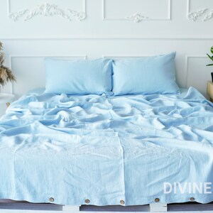 Light Blue Linen Duvet Cover Sky Blue Duvet Cover King Queen - Etsy