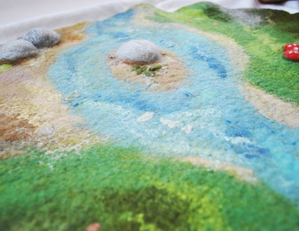 Large Play Mat With River and Rocks Waldorf Wool Felted - Etsy