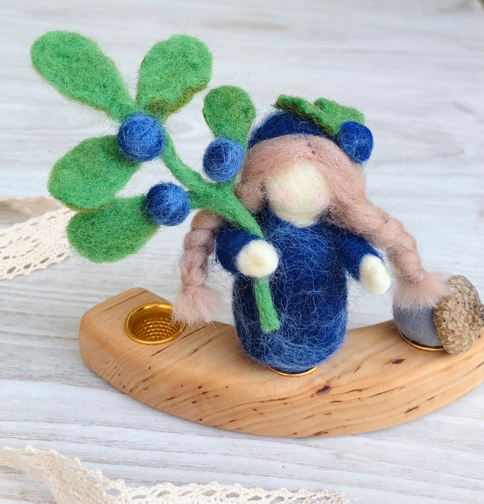 Blueberry fairy Waldorf birthday ring ornament summer | Etsy