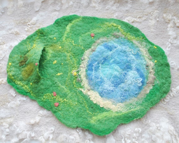 Small Felted Pond Play Mat Wool Landscape Rug Plascape | Etsy