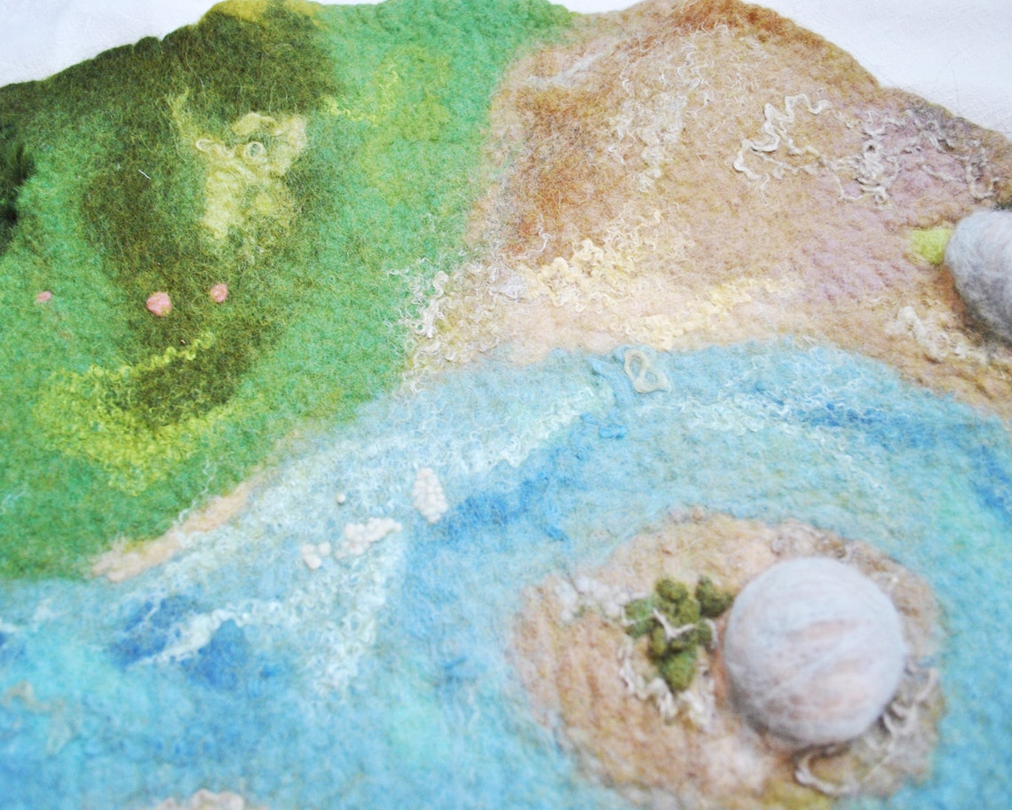 Large Play Mat With River and Rocks Waldorf Wool Felted - Etsy