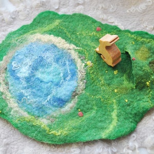 Small Felted Pond Play Mat, Wool Landscape Rug, Plascape, Plascene for ...
