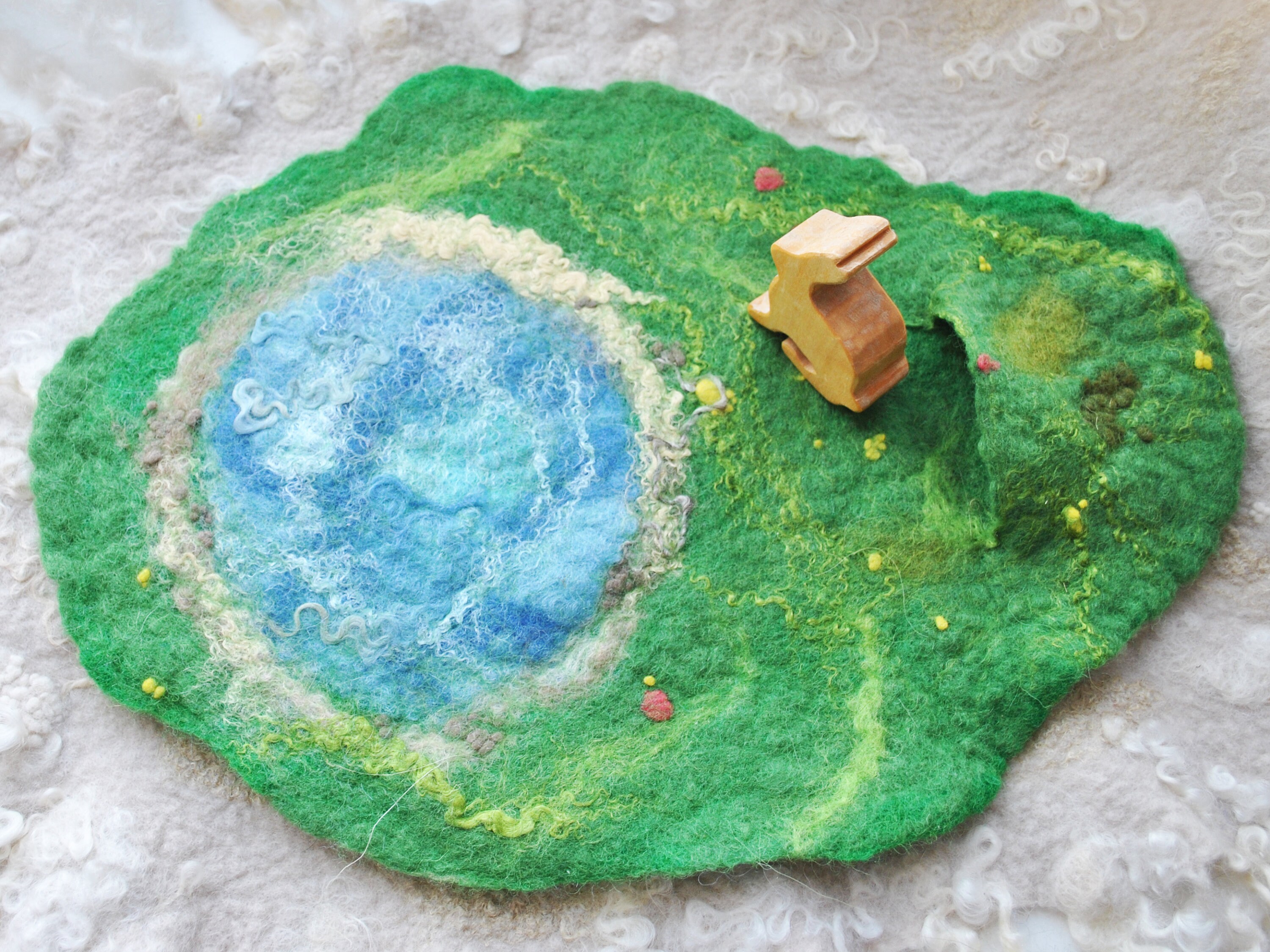 Small Felted Pond Play Mat Wool Landscape Rug Plascape - Etsy