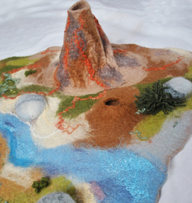 XXL Dinosaur World Playmat, Volcano Play Scene, Prehistoric Landscape ...