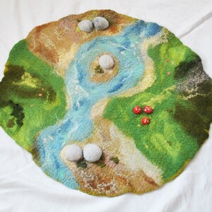 Large Play Mat With River and Rocks, Waldorf Wool Felted Playmat for ...