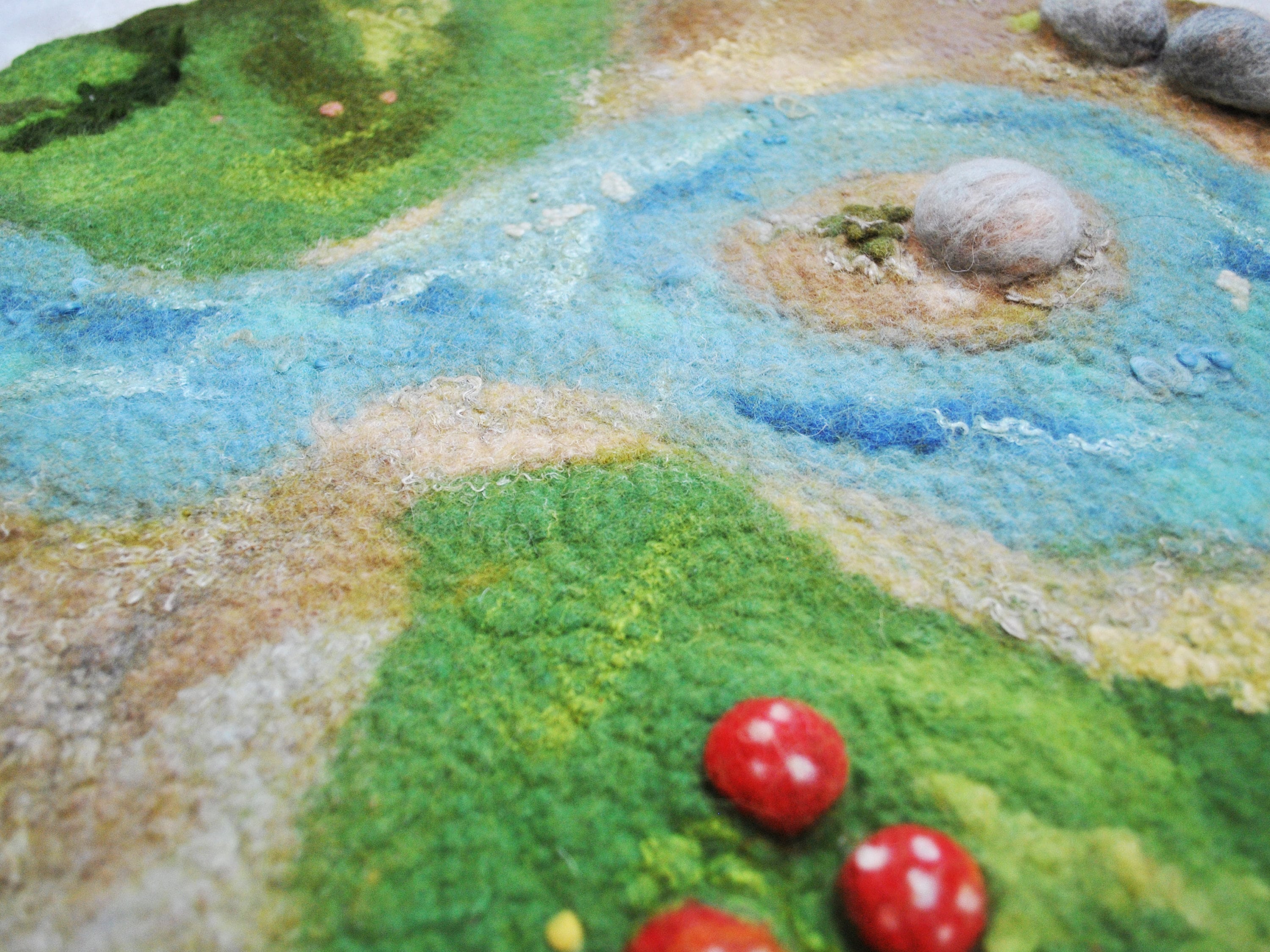 Large Play Mat With River and Rocks, Waldorf Wool Felted Playmat for ...