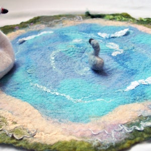 Swan Lake, READY TO SHIP Felted Play Mat, Felt Plascape, Landscape Rug ...