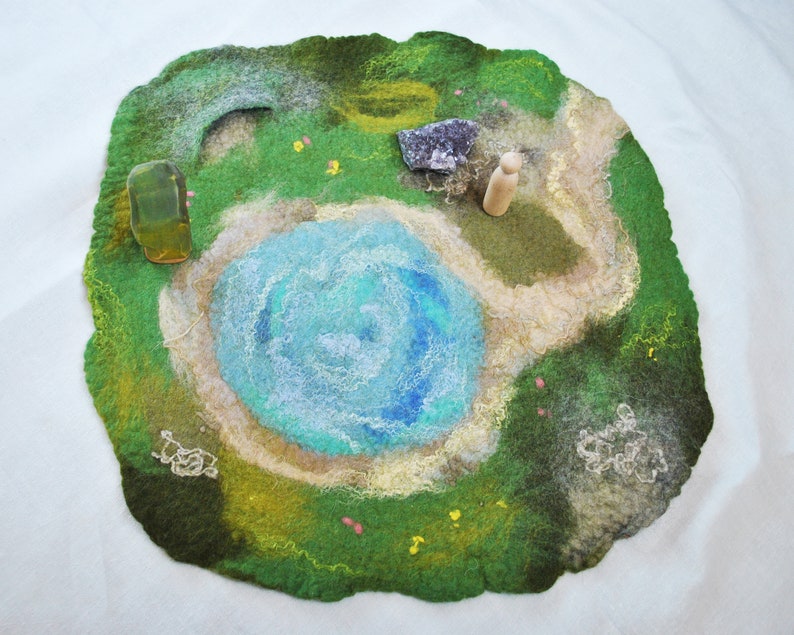 Waldorf Felt Play Mat With Pond Playmat Wet Felted Playscape - Etsy