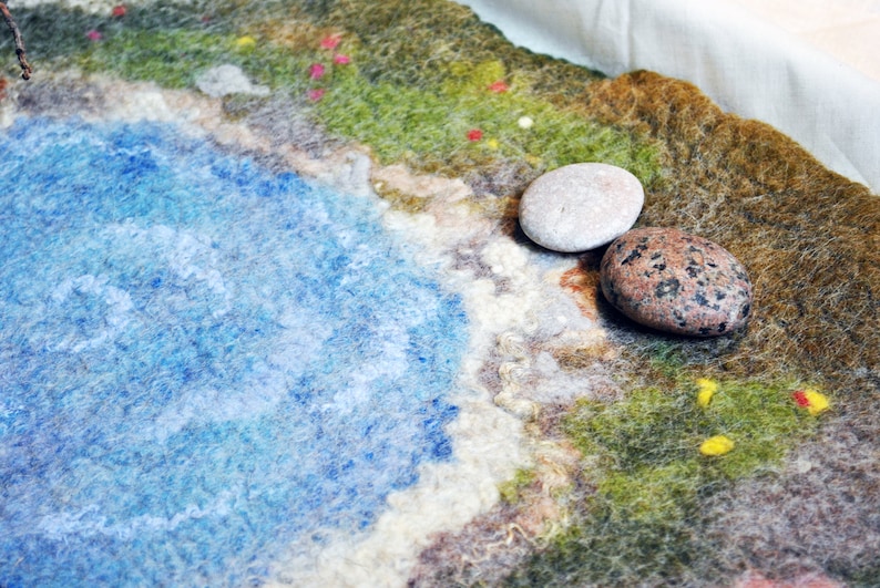 Waldorf Felt Play Mat With Pond Playmat Wet Felted Playscape - Etsy