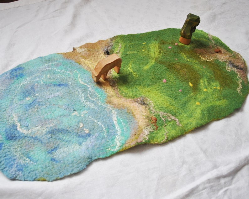 Large Felted Play Mat With Pond and Meadow. Felted Play Scene - Etsy