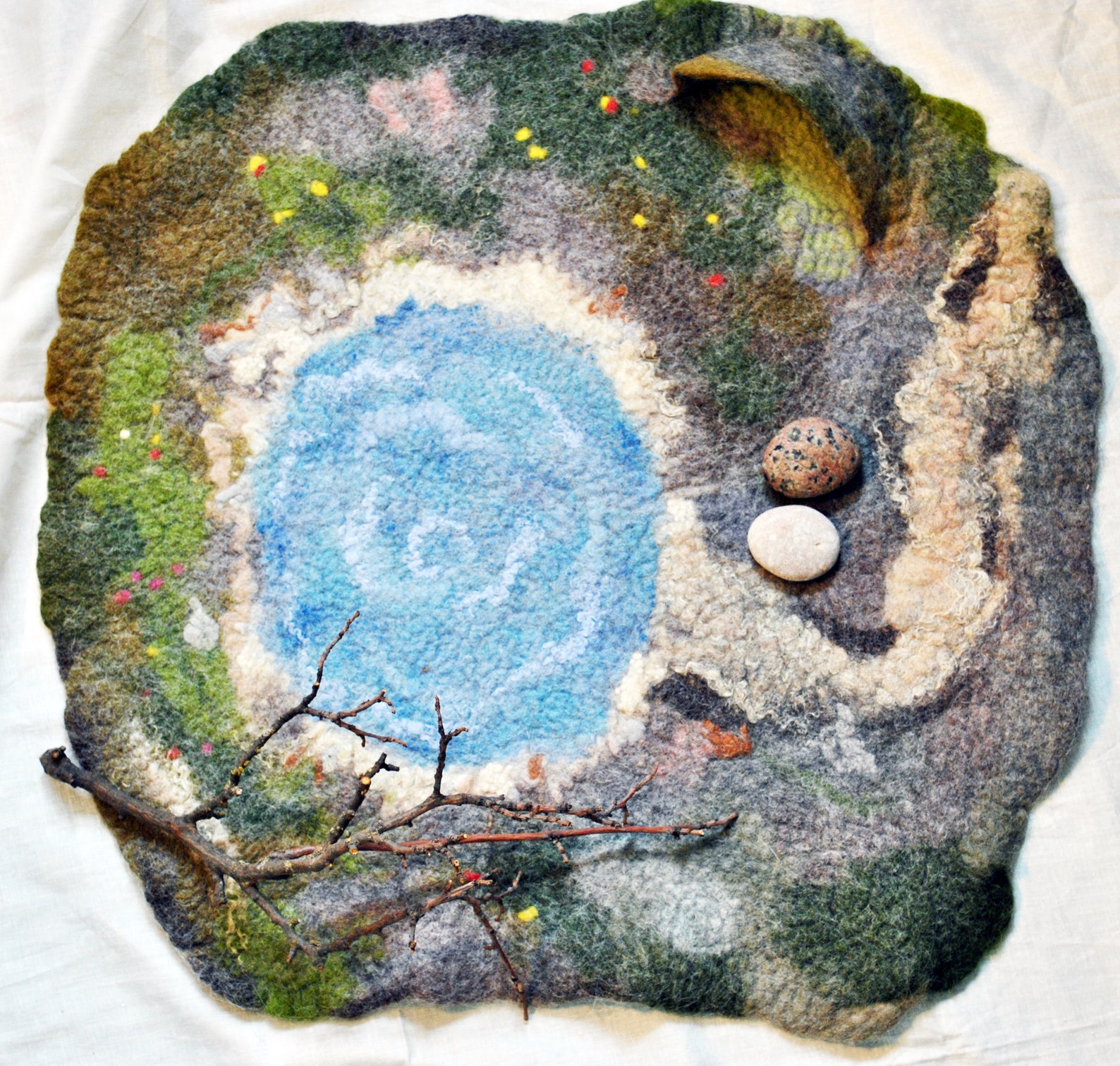 Waldorf Felt Play Mat With Pond Playmat Wet Felted Playscape Landscape ...