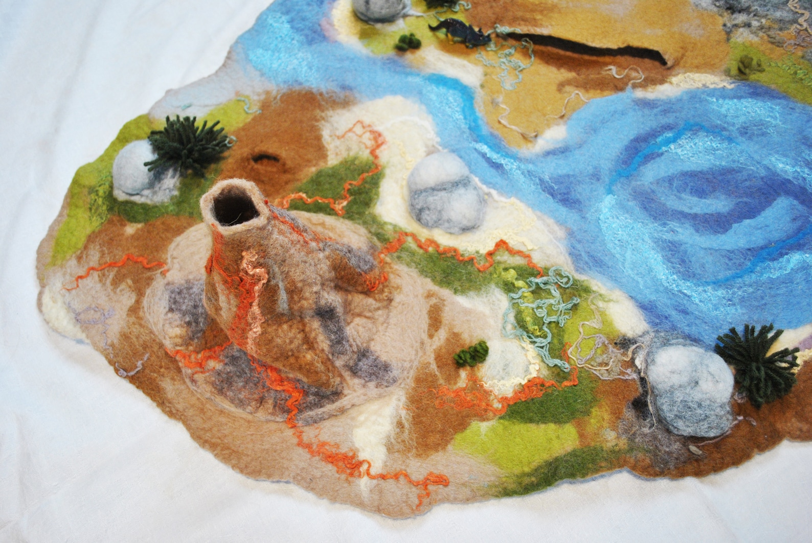 XXL Dinosaur World Playmat, Volcano Play Scene, Prehistoric Landscape ...