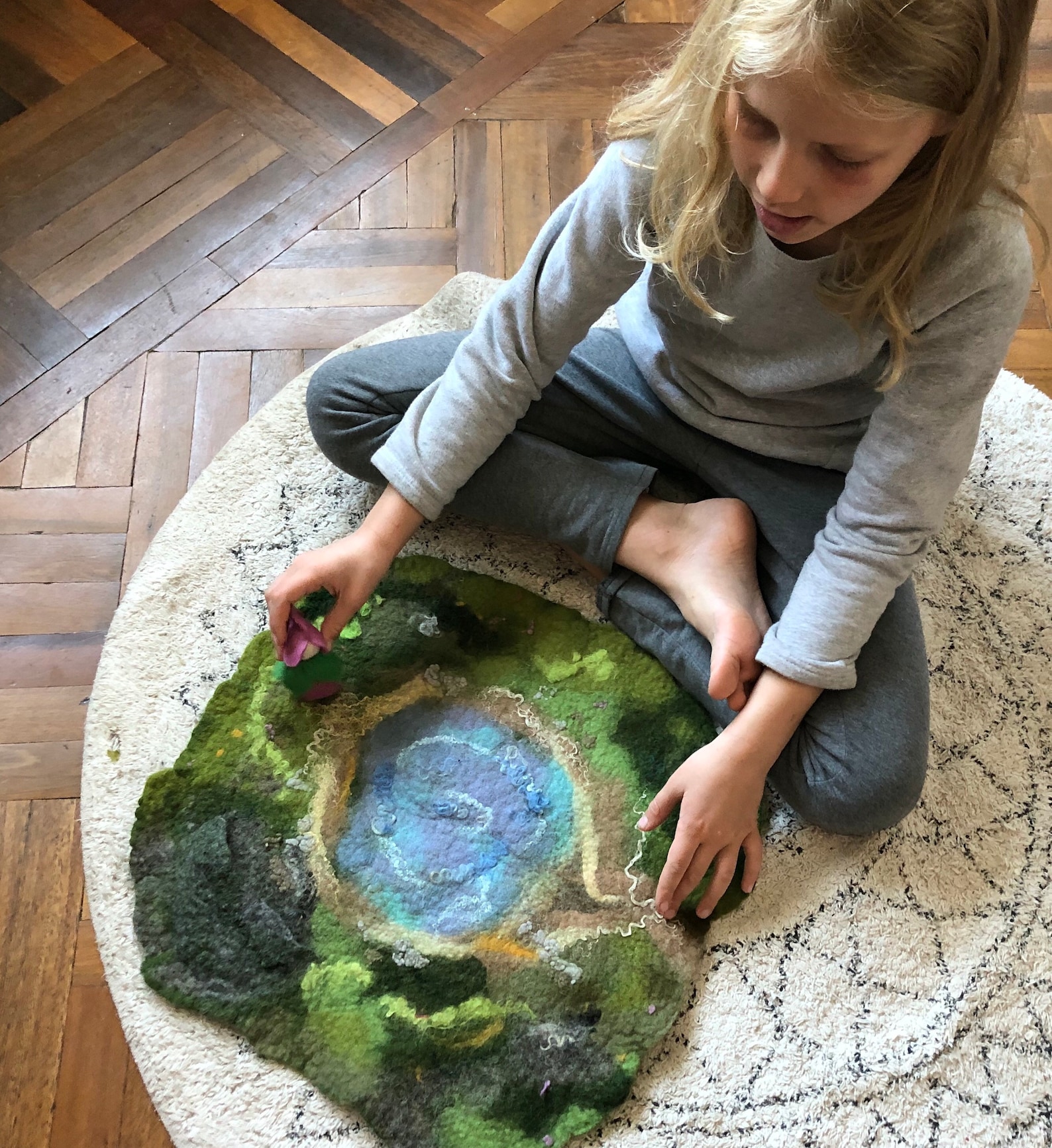 Waldorf Felt Play Mat With Pond Playmat Wet Felted Playscape - Etsy