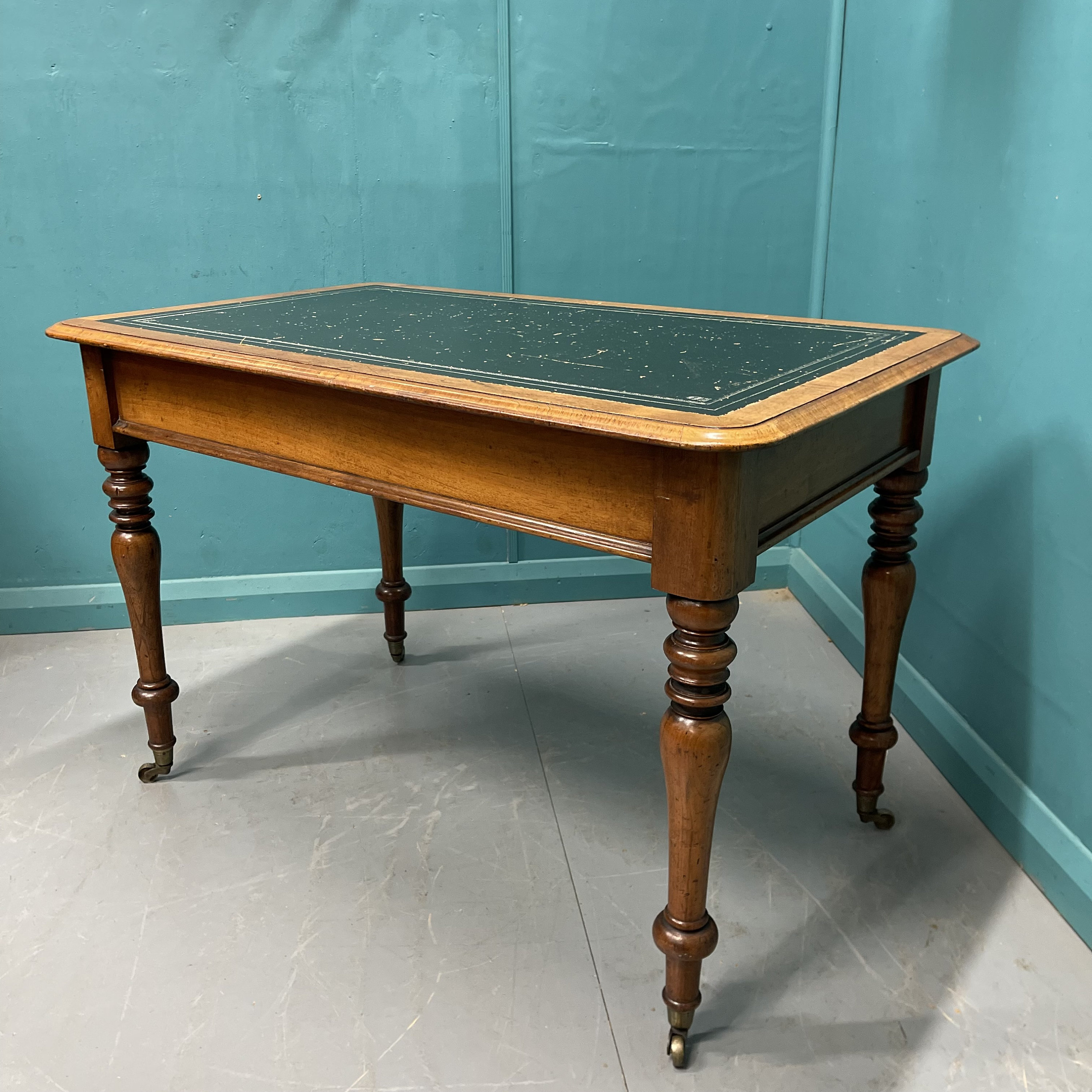 Antique Leather Top Freestanding Desk Library Table Etsy