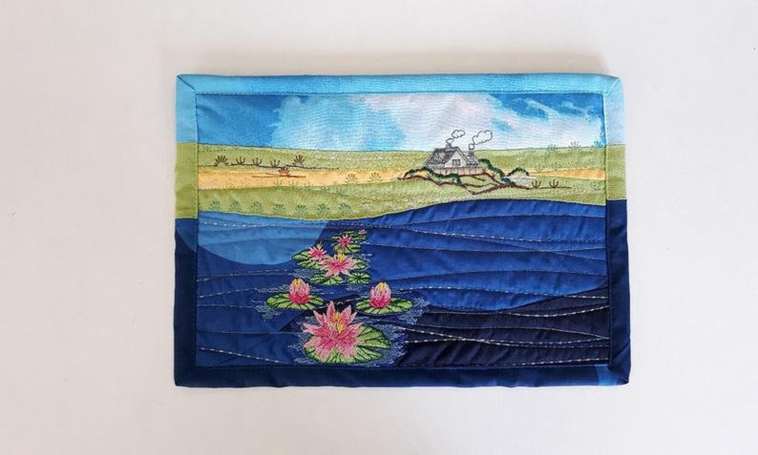 Mini Quilt Art Water Quilt Cotton Wall Hanging Small Patchwork Quilting ...