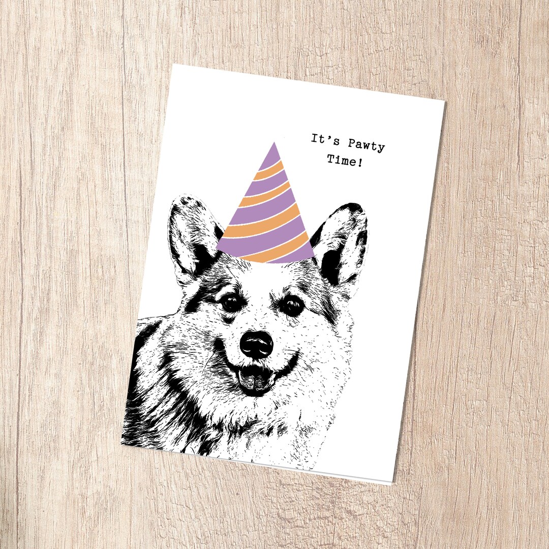 Corgi Greeting Card Pet Party Invitation Digital Download Birthday ...