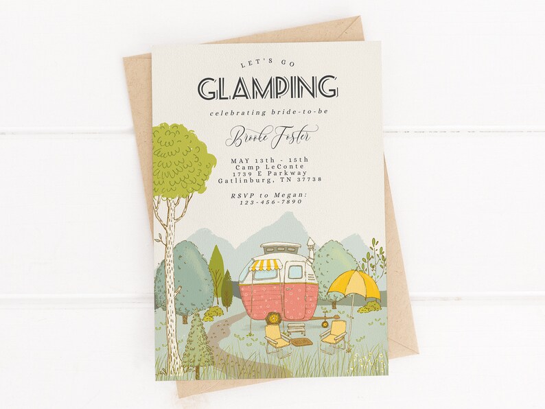 Editable Glamping Bachelorette Party Invitation Printable - Etsy Canada