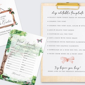Editable Enchanted Forest Bridal Shower Word Scramble Game, Printable ...