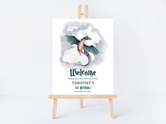Editable Dragon Party Welcome Sign Printable Mythical - Etsy