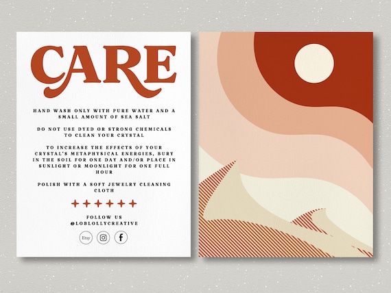 Editable Crystal Care Instructions Card Abstract Landscape - Etsy