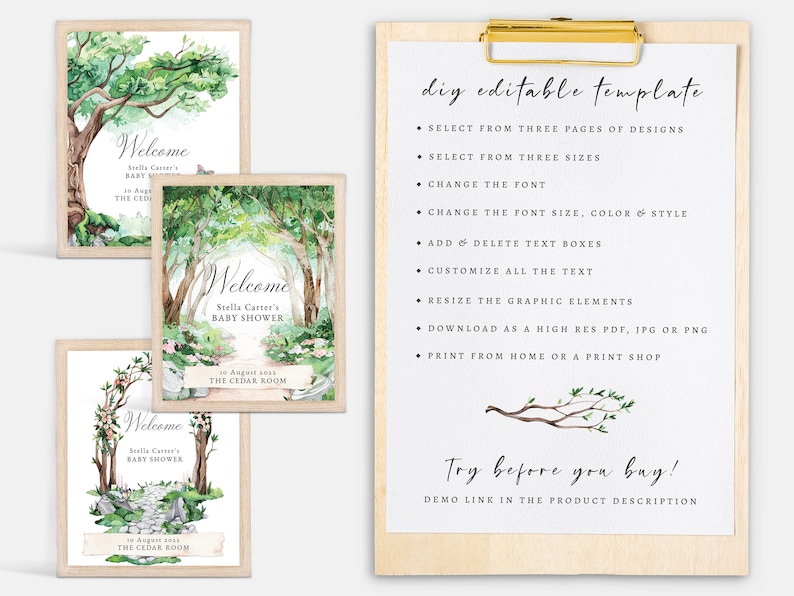 Enchanted Forest Editable Welcome Sign Printable Secret - Etsy