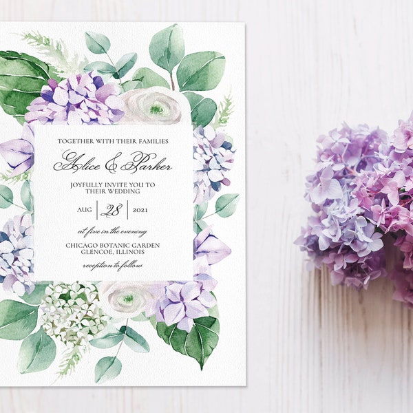 Hydrangea Wedding Invitation - Etsy