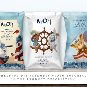 Editable Nautical Chip Bag Wrapper, Printable Ahoy Sailing Party Favor ...