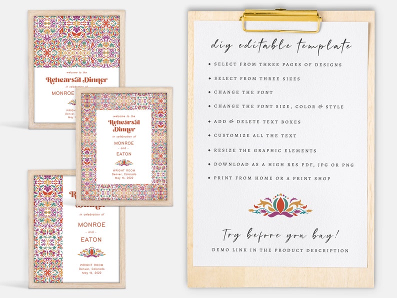 Spanish Tiles Editable Welcome Poster DIY Printable Talavera - Etsy