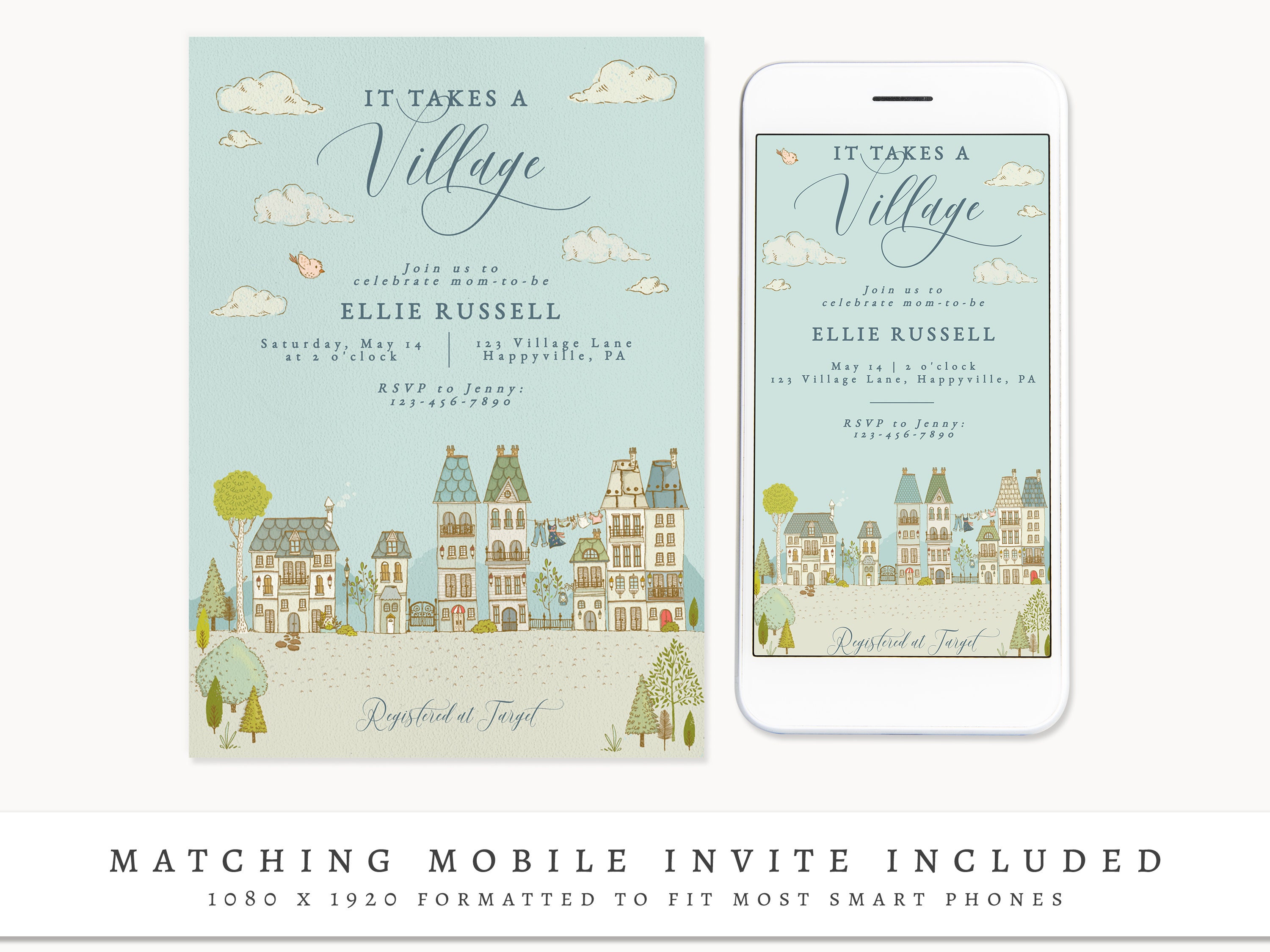 Editable It Takes a Village Baby Shower Invitation Printable - Etsy