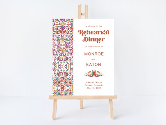 Spanish Tiles Editable Welcome Poster DIY Printable Talavera - Etsy