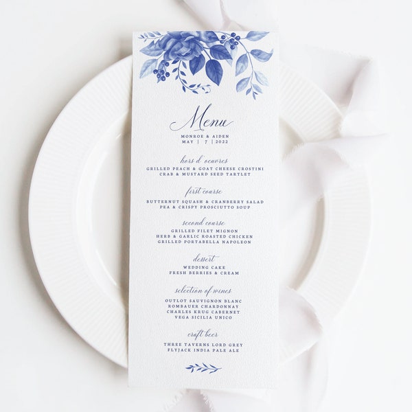 Watercolor Wedding Menu - Etsy