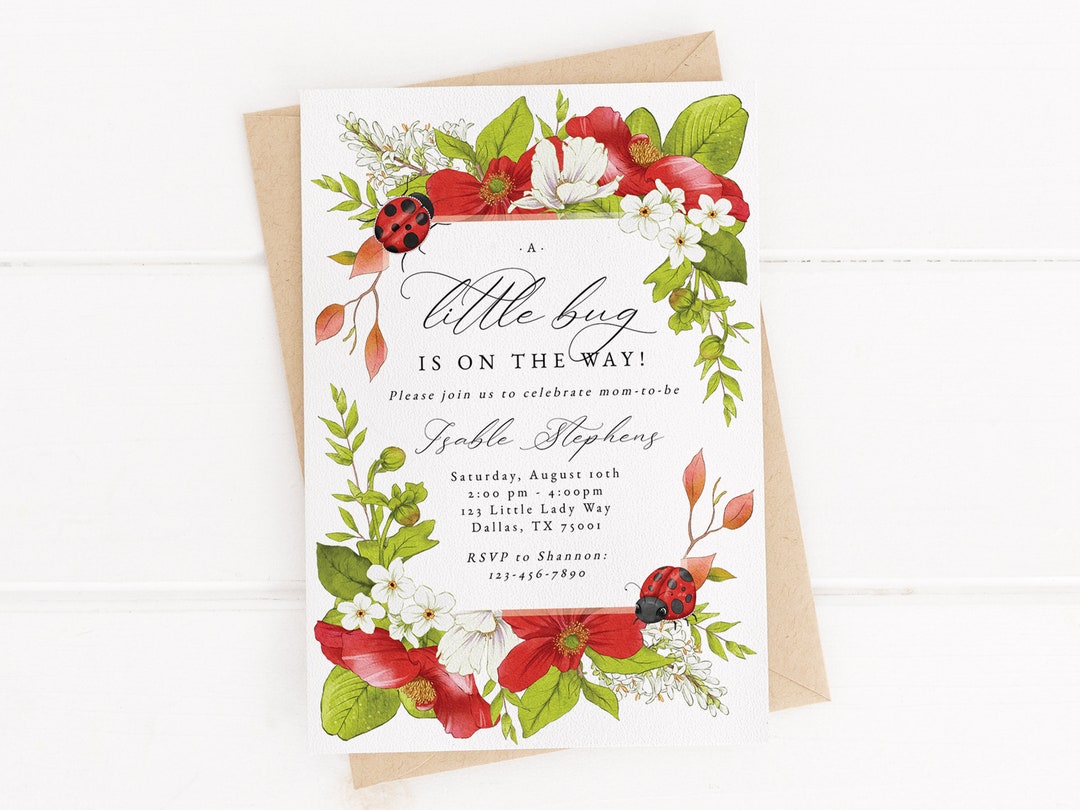 Ladybug Baby Shower Editable Invitation, A Little Bug Printable ...