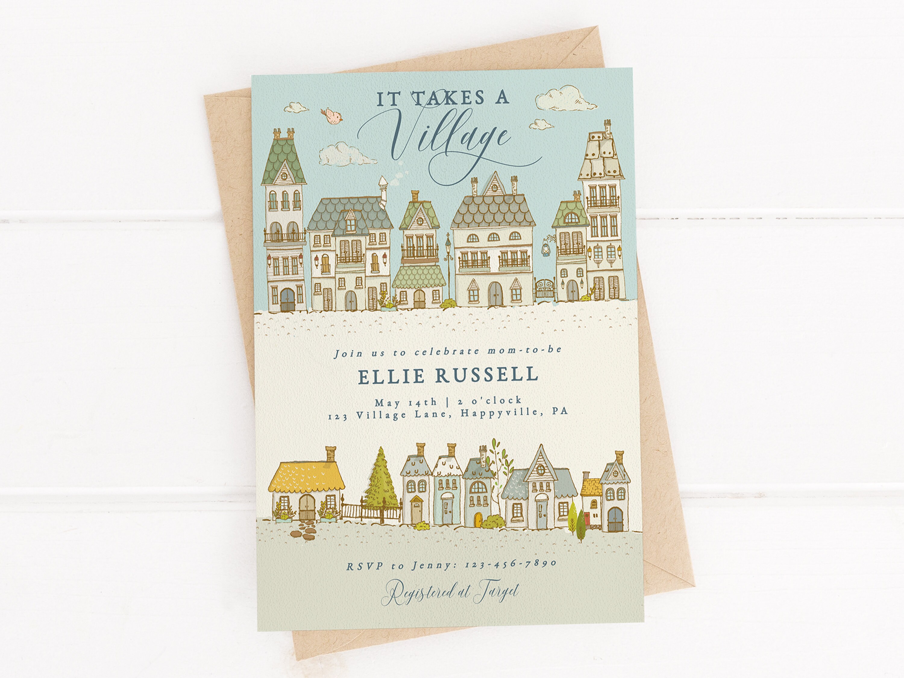 Editable It Takes a Village Baby Shower Invitation Printable - Etsy