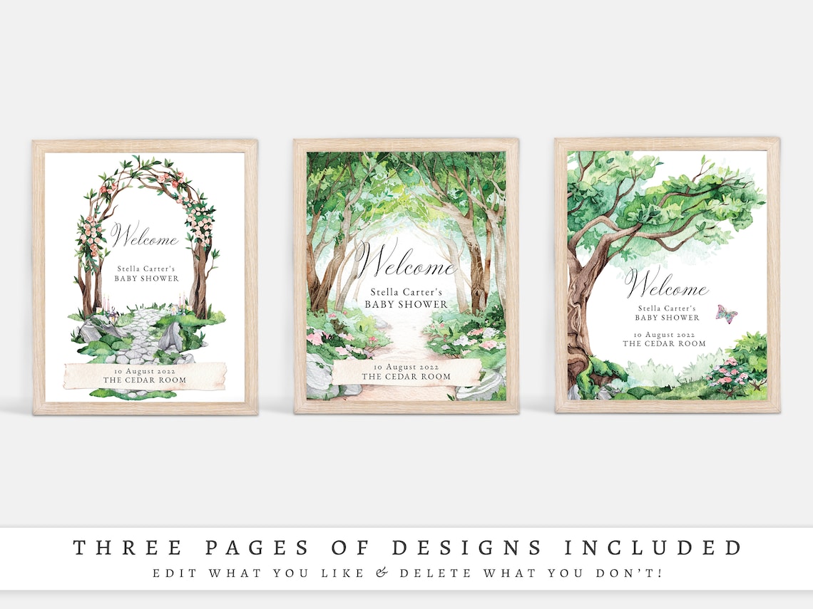 Enchanted Forest Editable Welcome Sign Printable Secret - Etsy