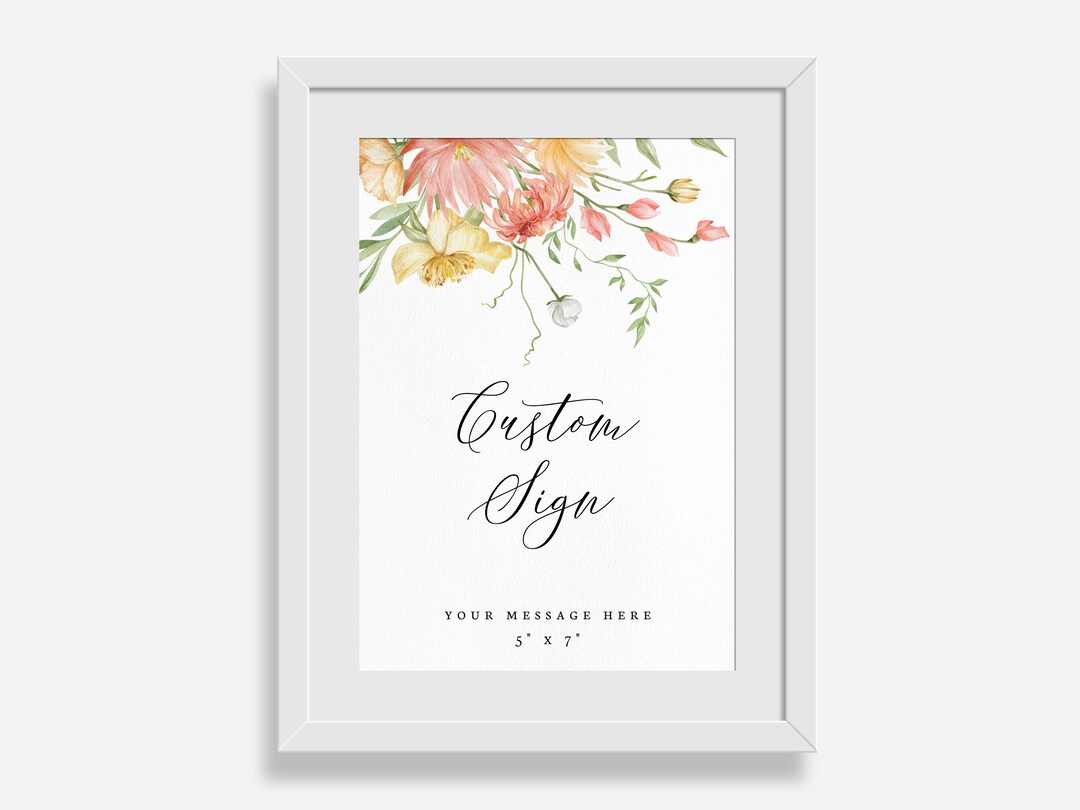 Spring Floral Editable Table Sign, Printable Wildflower Cards and Gifts ...
