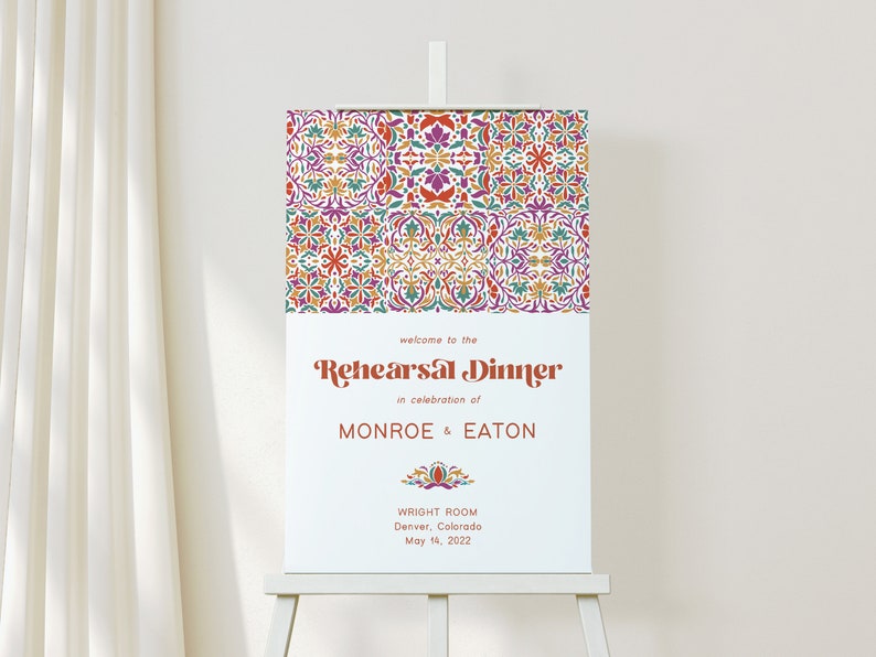 Spanish Tiles Editable Welcome Poster DIY Printable Talavera - Etsy