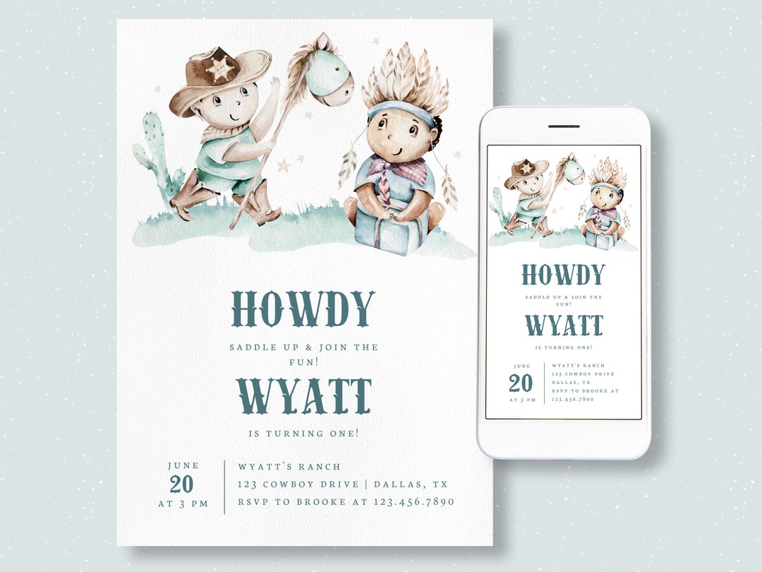 Editable Wild West Birthday Invitation, Printable Cowboy Party Template ...