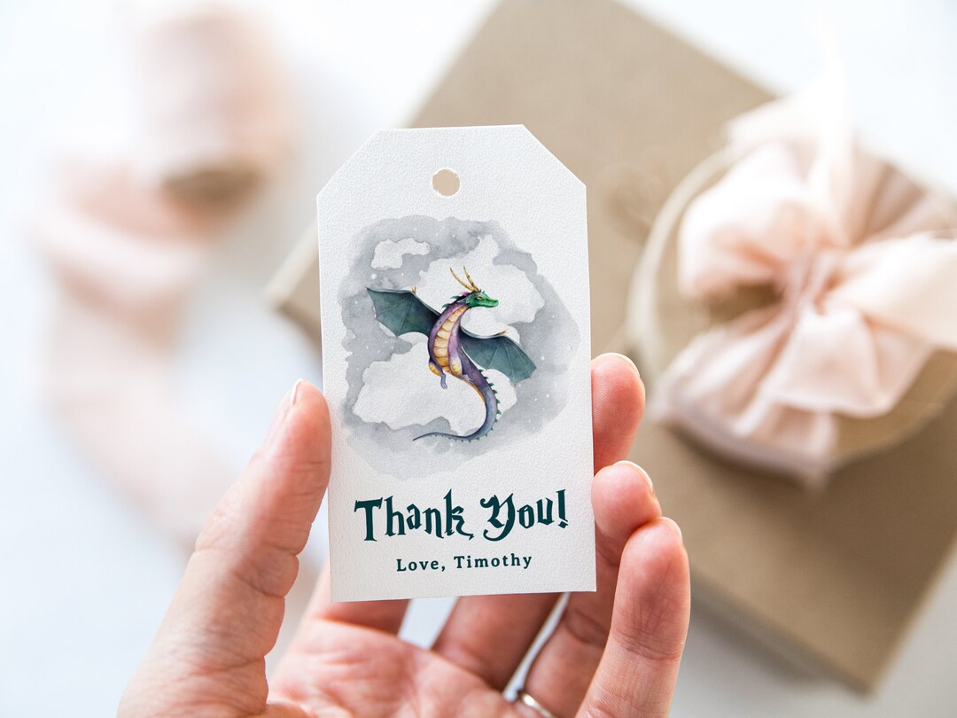 Editable Dragon Party Thank You Tags, Printable Mythical Creatures ...