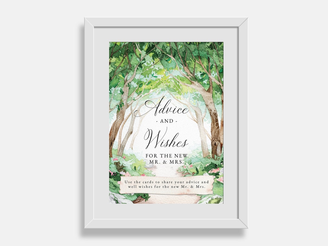 Enchanted Forest Advice and Wishes for the Mr. and Mrs. Editable Sign ...