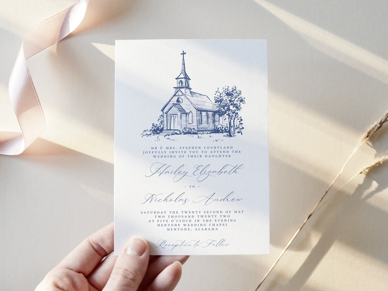 Editable Church Wedding Invitation Printable Chapel Invite - Etsy UK