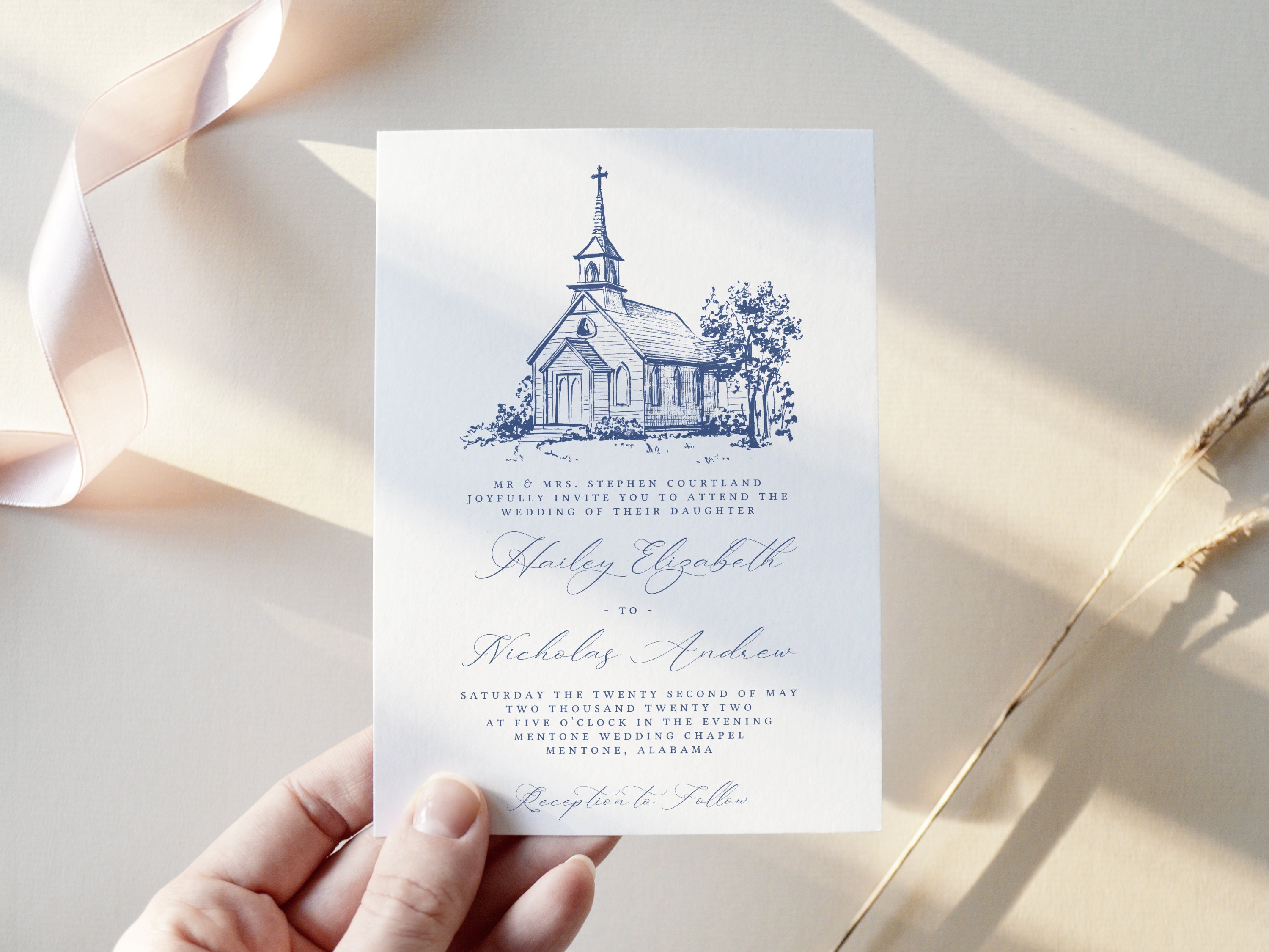 Editable Church Wedding Invitation Printable Chapel Invite - Etsy UK