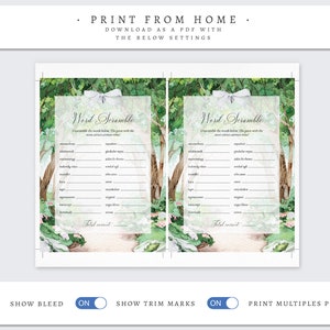 Editable Enchanted Forest Bridal Shower Word Scramble Game, Printable ...