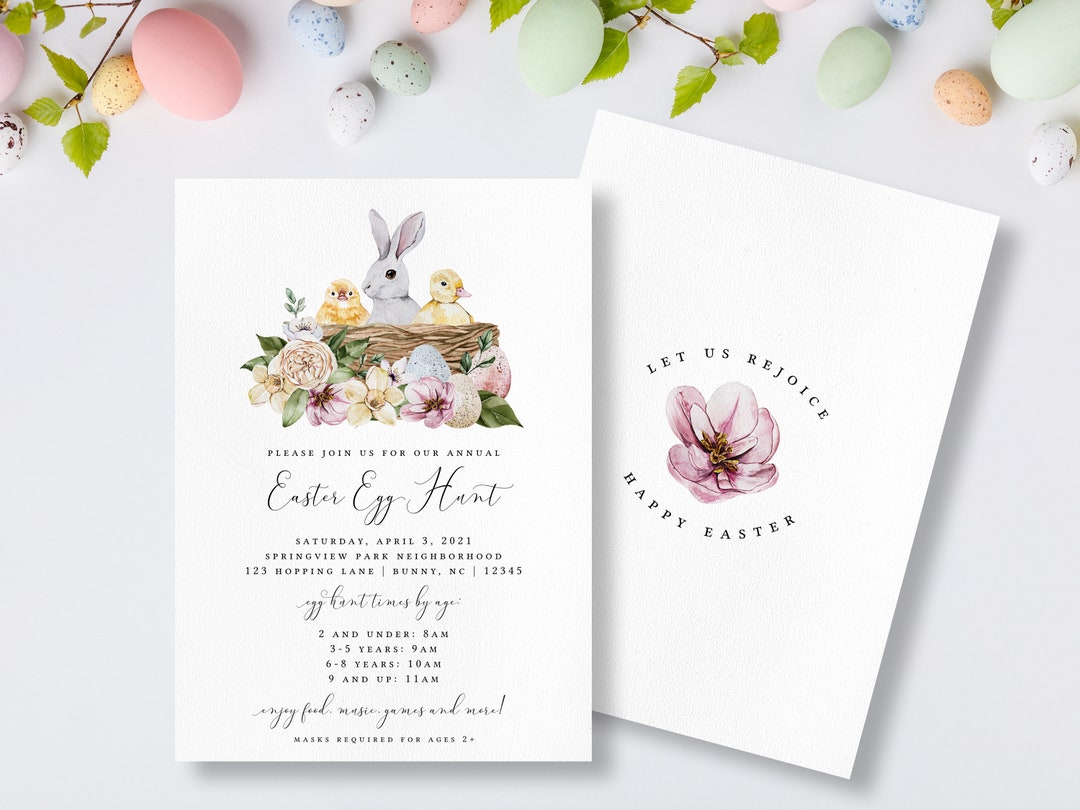 Editable Easter Egg Hunt Invitation, Printable Community Egg Hunt Flyer ...