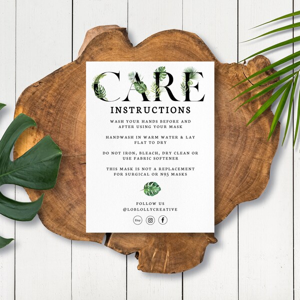 Mask Care Card - Etsy
