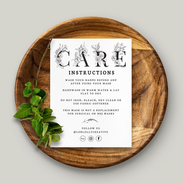 Mask Care Card - Etsy