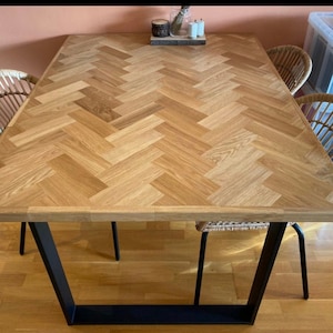 Herringbone Solid Oak Parquet Dining Table | Etsy